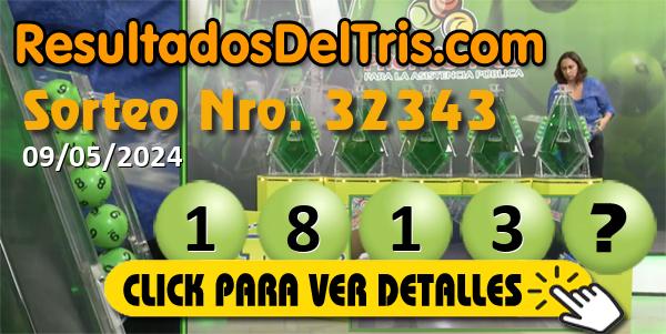 Resultado sorteo Tris Mediodía 32343.Gana miles de pesos