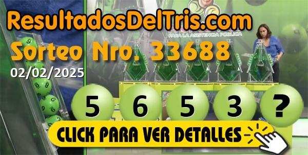 Resultado sorteo Tris Mediodía 33688.Gana miles de pesos